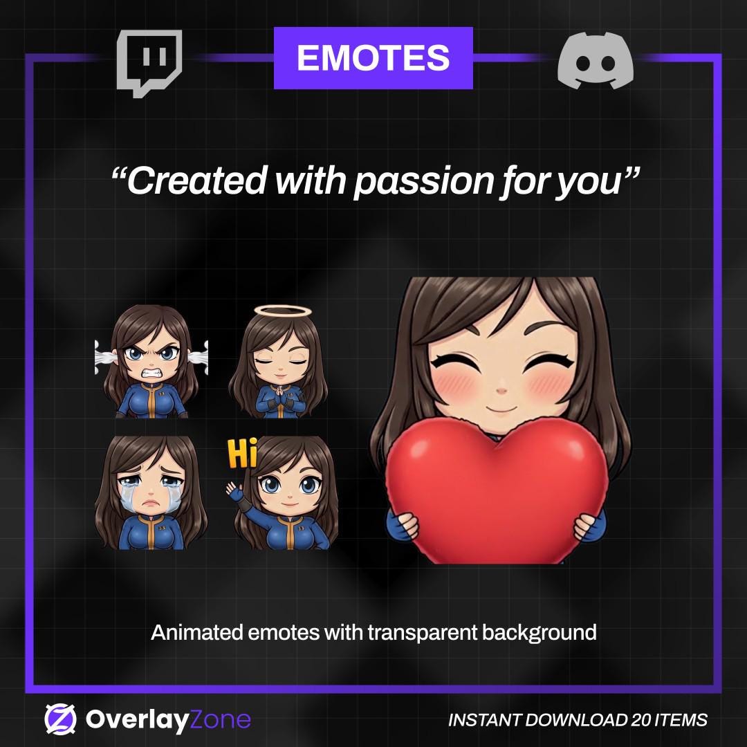 Animated Fallout Emotes | 8 Lucy Waifu Gifs for Twitch, Kick, Discord ...