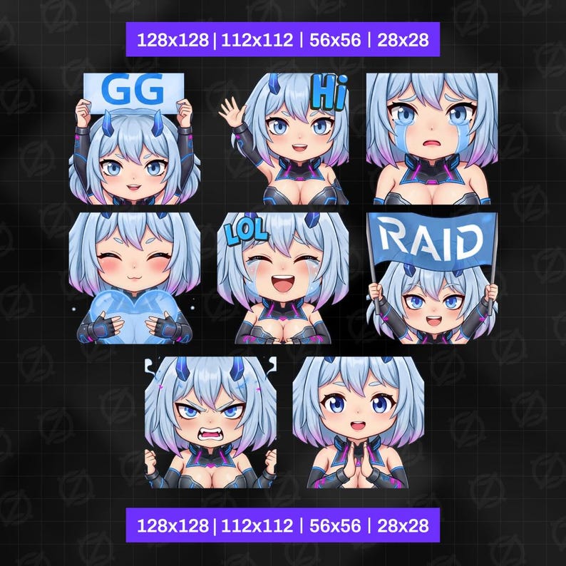 Spicy Sci-fi Animated Emotes | 8 Mecha Girl Gifs for Twitch Kick ...