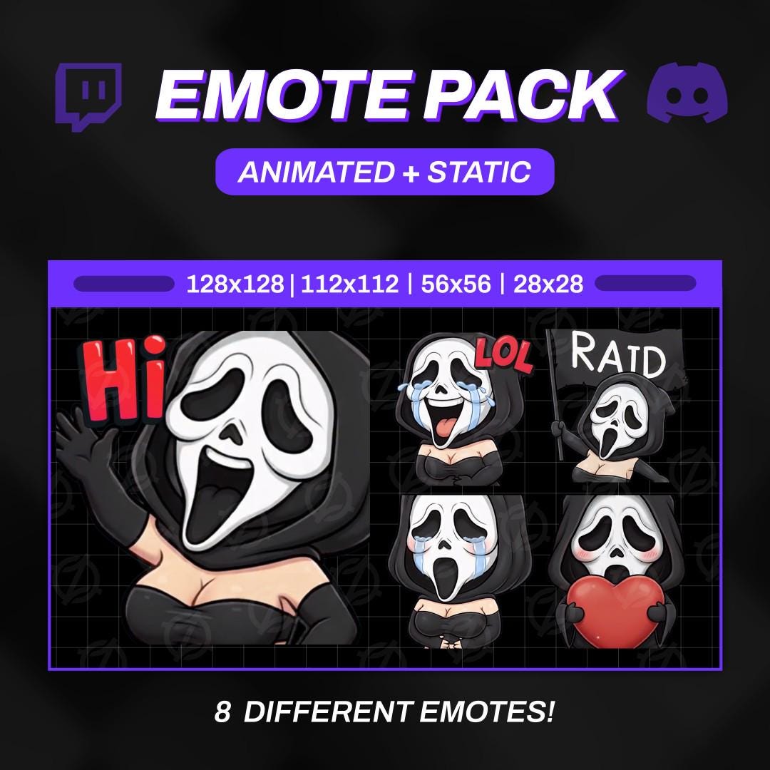 Animated Ghostface Emotes | 8 Spicy Waifu Gifs for Twitch, Kick ...