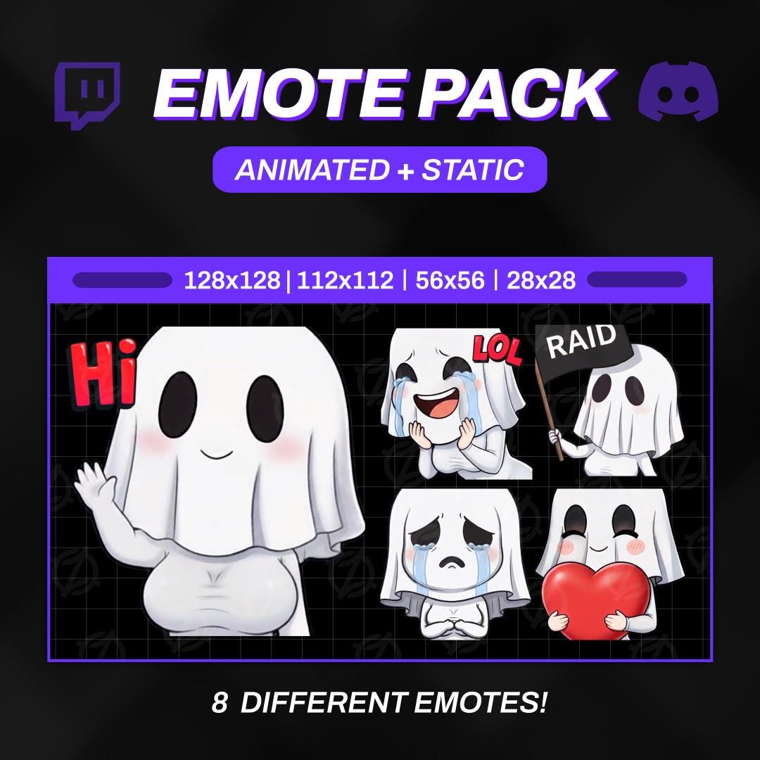 Animated Ghost Emotes | 8 Spicy Waifu Gifs for Twitch, Kick, Discord ...