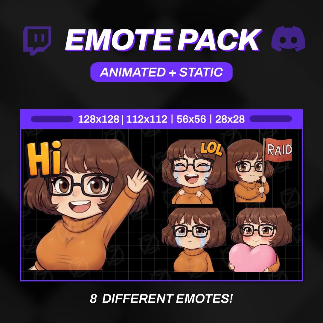 Spicy Nerd Girl Animated Emotes | 8 Waifu Gifs for Twitch Kick Discord ...