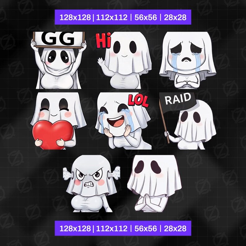 Animated Ghost Emotes | 8 Spicy Waifu Gifs for Twitch, Kick, Discord ...