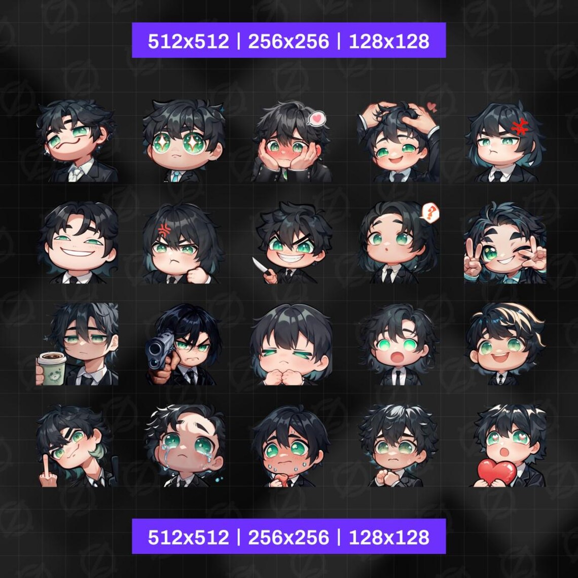 20 Twitch Emotes Elegant Boy - Set, Bundle, Pack, Stickers, Discord ...