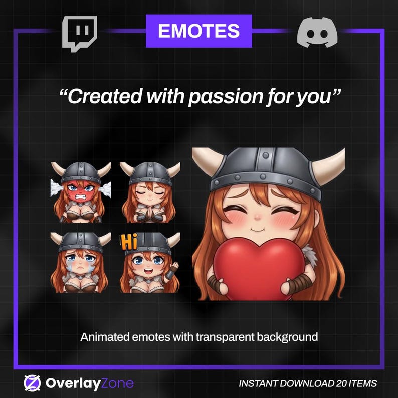 Animated Viking Emotes | 8 Spicy Waifu Gifs for Twitch, Kick, Discord ...