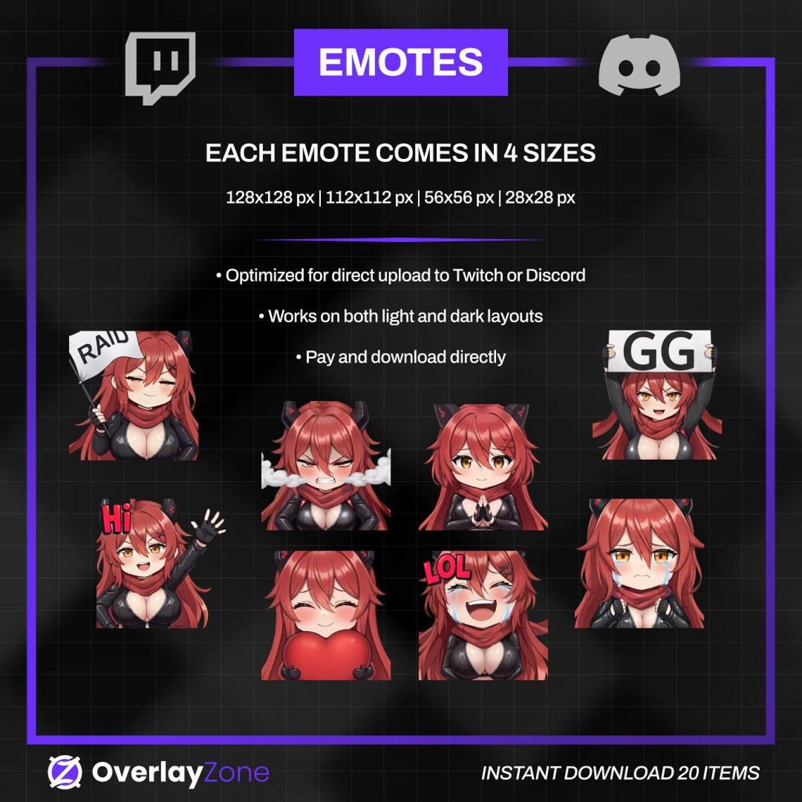 Spicy Red Hood Emotes | 8 Gacha Waifu Gifs for Twitch Kick Discord ...
