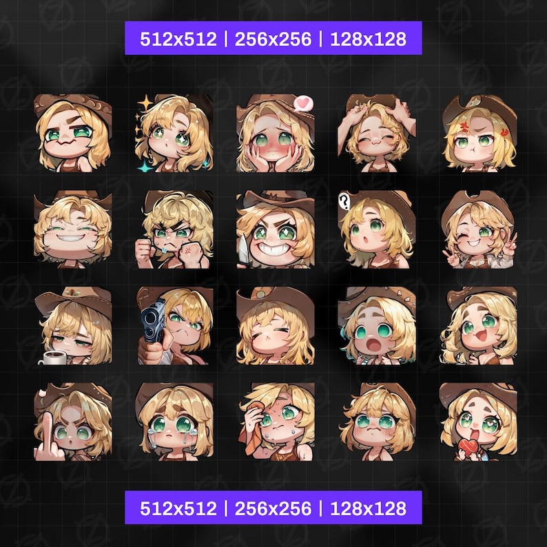 20 Twitch Emotes Cowboy Girl - Set, Bundle, Pack, Stickers, Discord ...