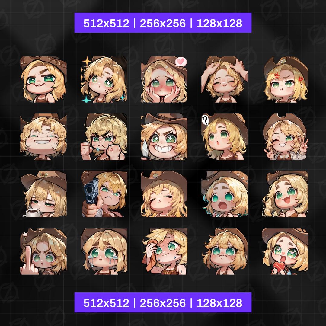 20 Twitch Emotes Cowboy Girl - Set, Bundle, Pack, Stickers, Discord ...