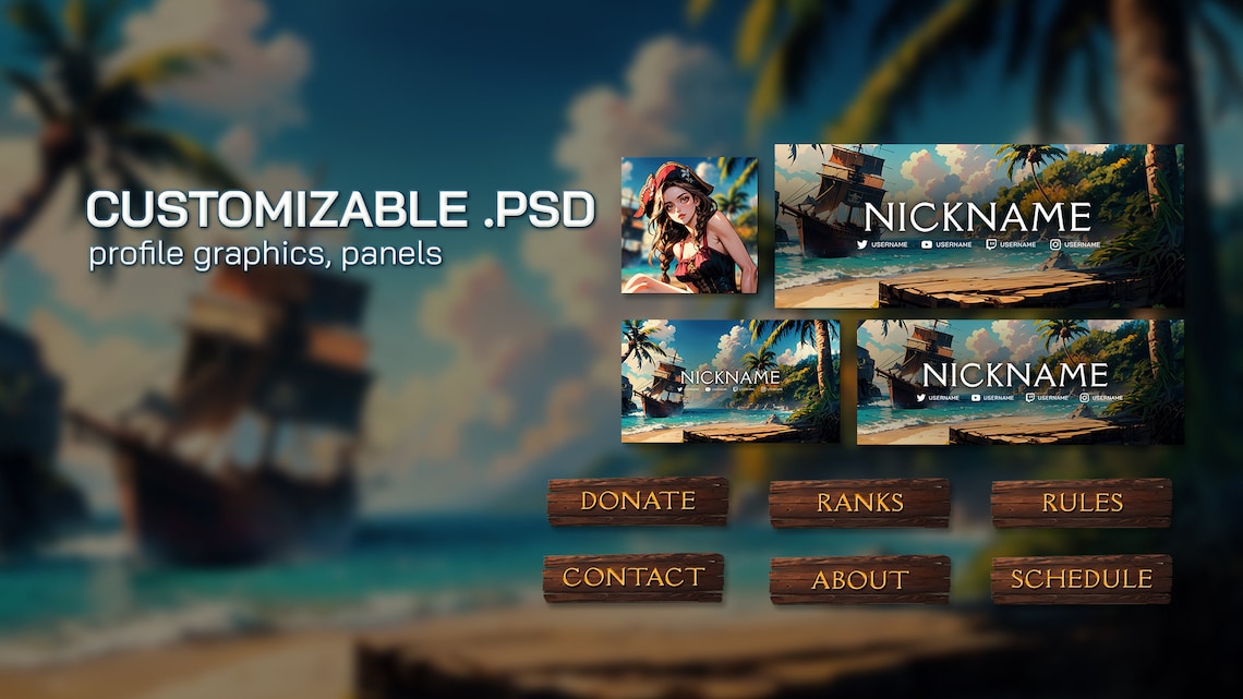 Tropical Dream Twitch Overlay Pack · Anime Stream Overlay · OBS Overlay ...