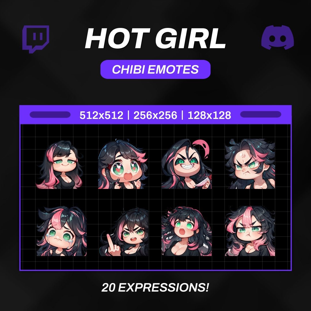 20 Twitch Emotes Hot Girl - Set, Bundle, Pack, Stickers, Discord ...