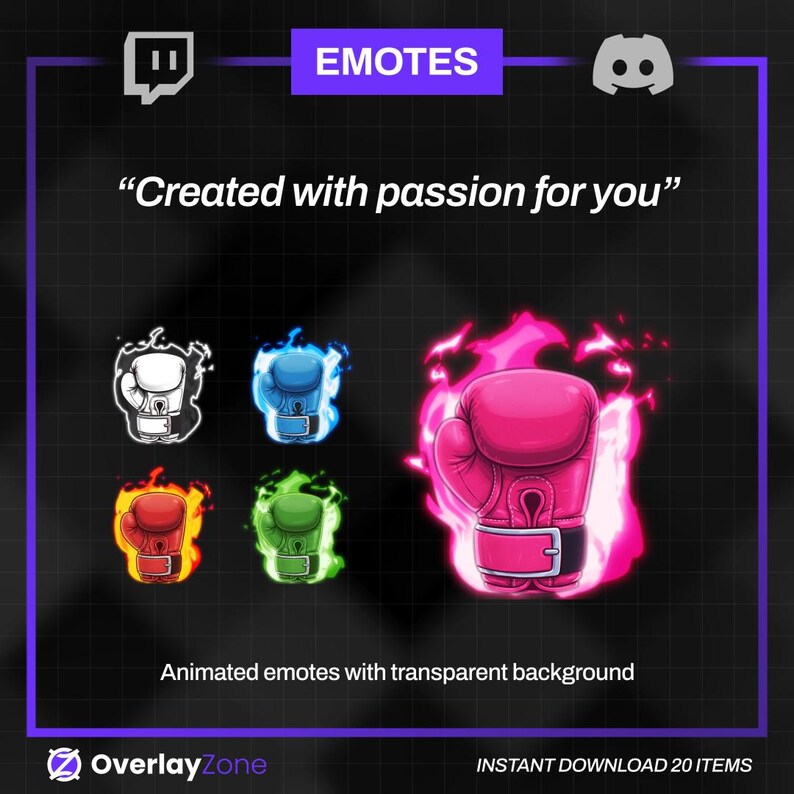 Animated Fire Glove Emotes | 8 RGB Boxing Gifs for Twitch, Kick ...