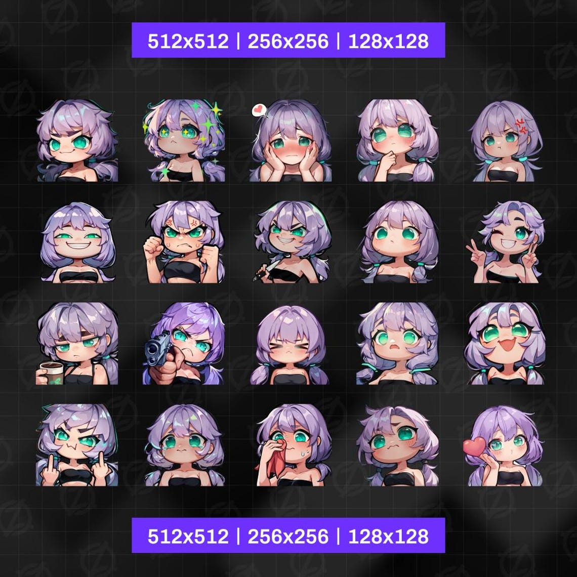 20 Twitch Emotes Iris Girl Set, Bundle, Pack, Stickers, Discord ...