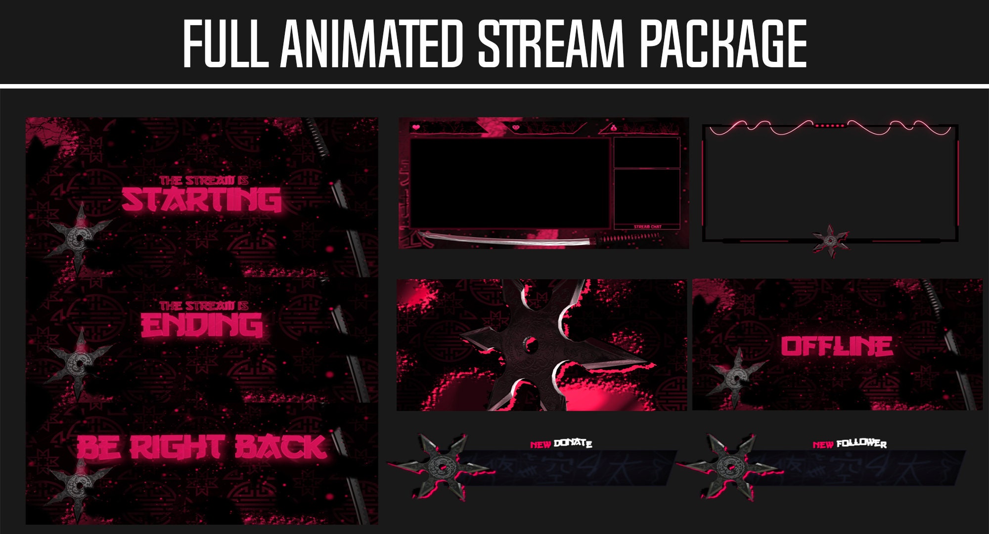 Animated Twitch Overlay Package - Aesthetic Stream Overlays - custom ...