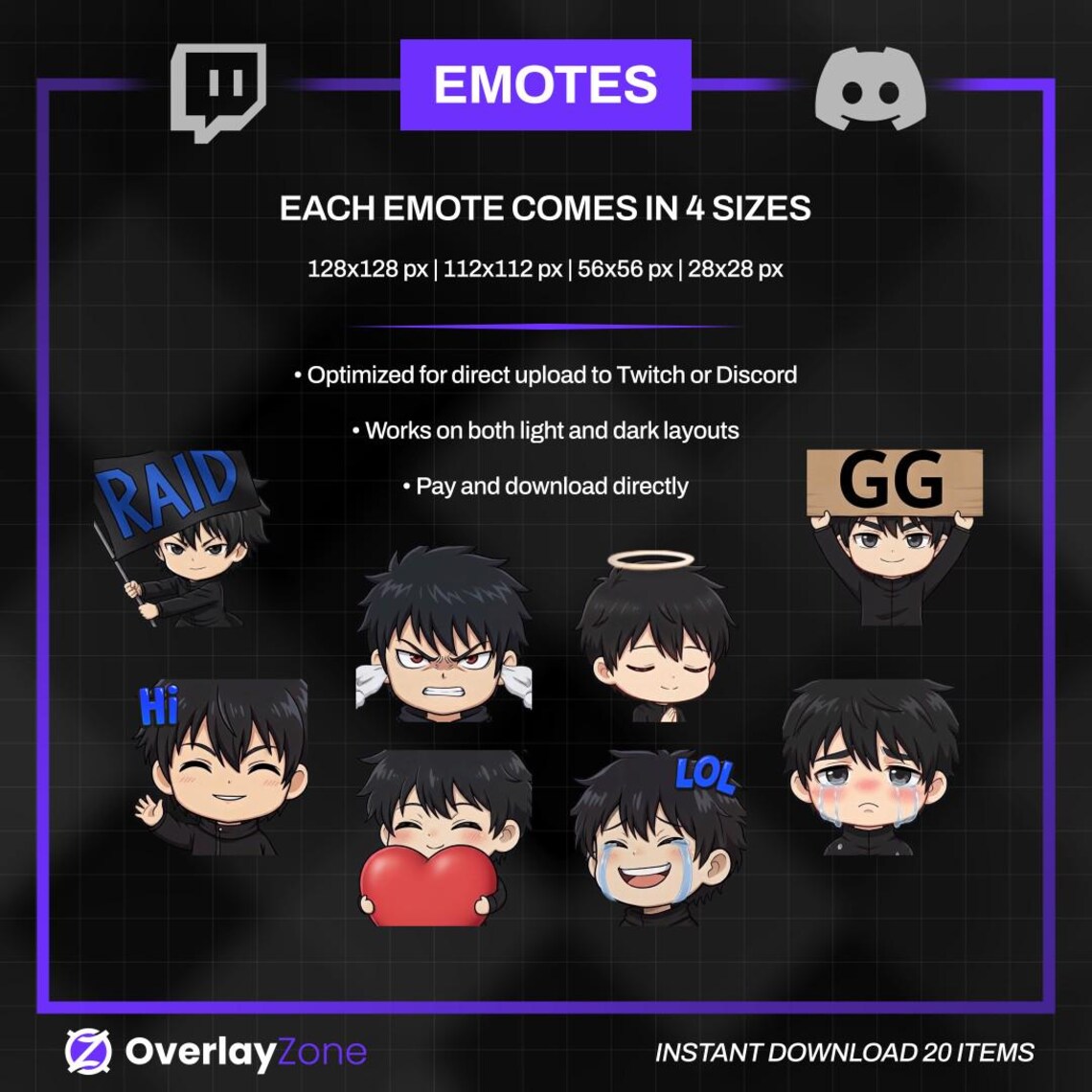 Animated Jinwoo Emotes | 8 Solo Leveling Gifs for Twitch, Kick, Discord ...