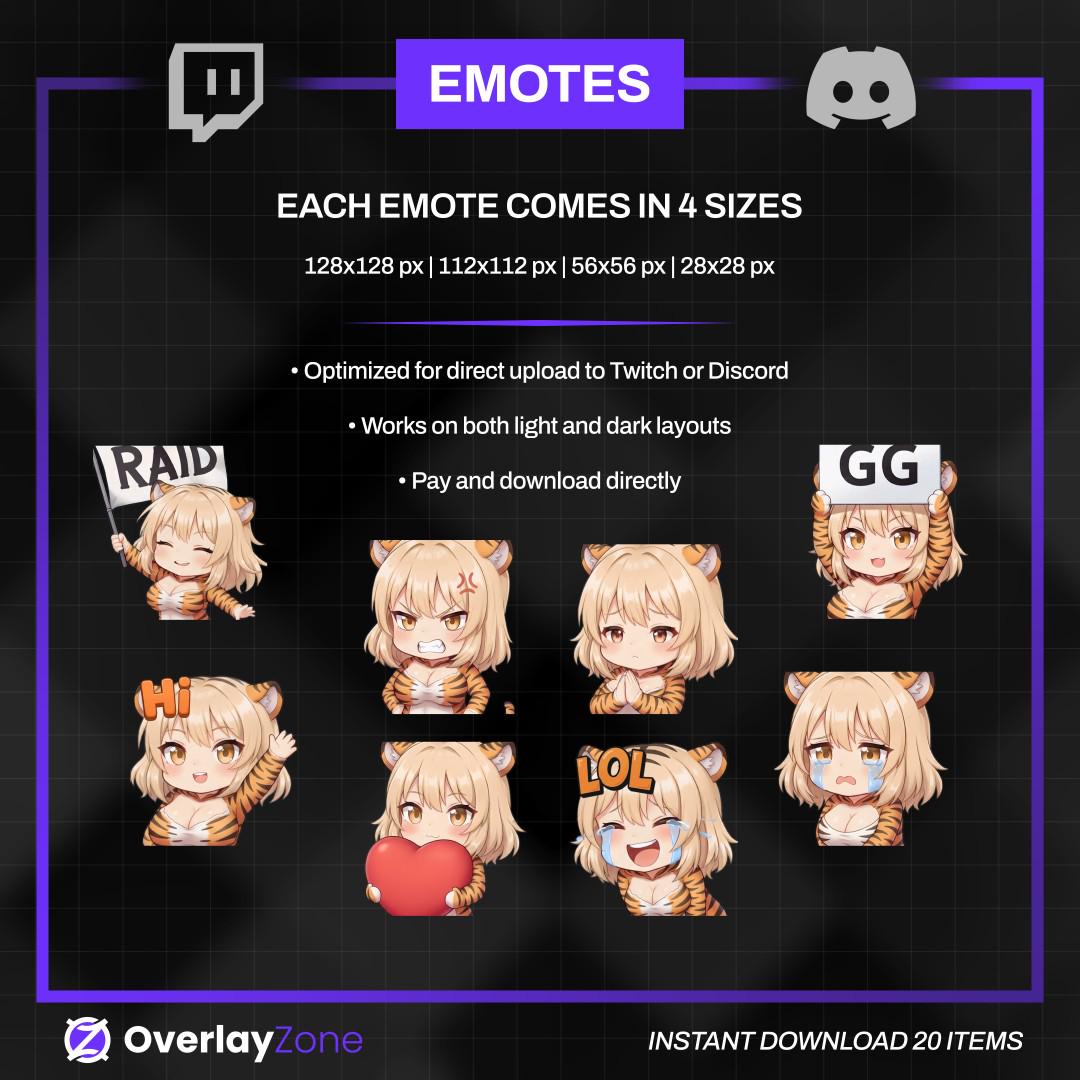 Animated Tiger Girl Emotes | 8 Spicy Waifu Gifs for Twitch, Kick ...