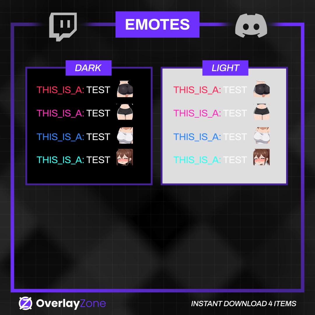 Spicy Animated Emotes | 4 Brunette Waifu Gifs for Twitch Kick Discord ...