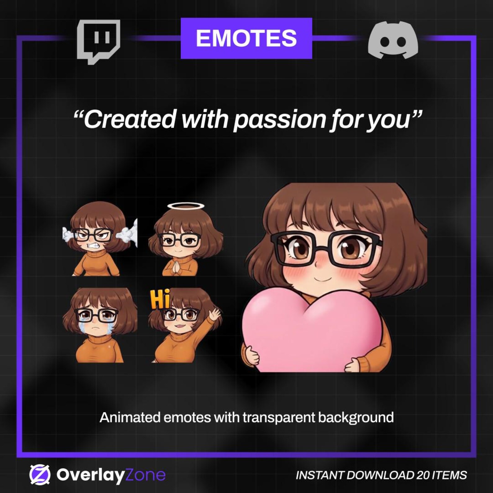 Spicy Nerd Girl Animated Emotes | 8 Waifu Gifs for Twitch Kick Discord ...
