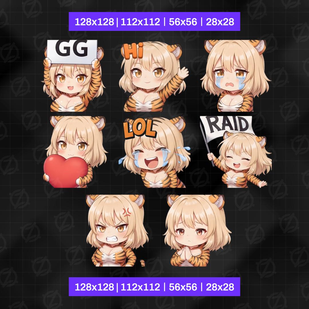 Animated Tiger Girl Emotes | 8 Spicy Waifu Gifs for Twitch, Kick ...
