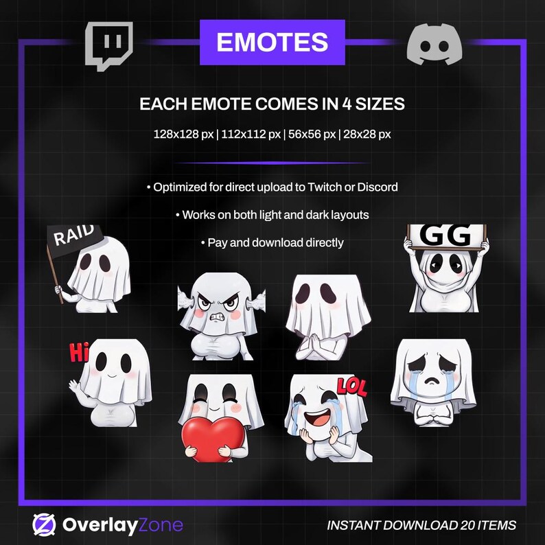 Animated Ghost Emotes | 8 Spicy Waifu Gifs for Twitch, Kick, Discord ...