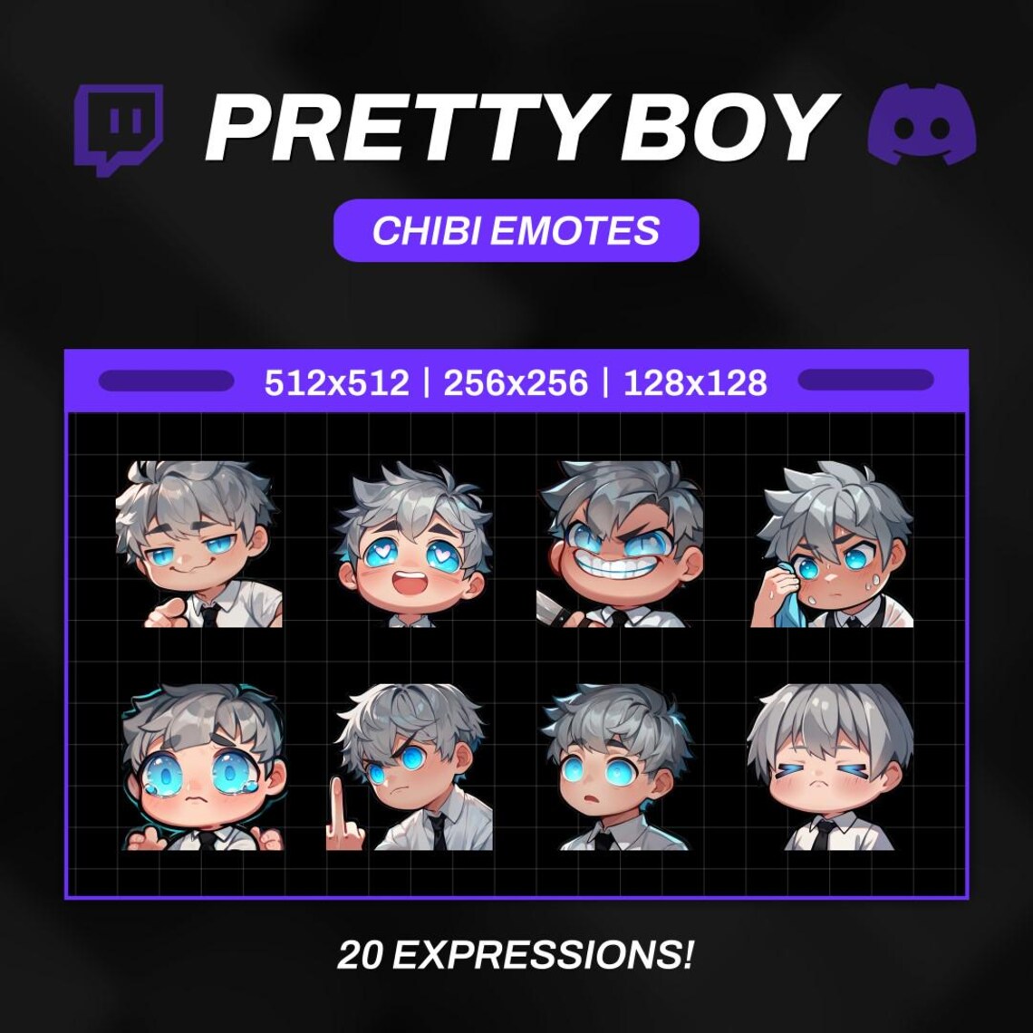 20 Twitch Emotes Pretty Boy - Set, Bundle, Pack, Stickers, Discord ...