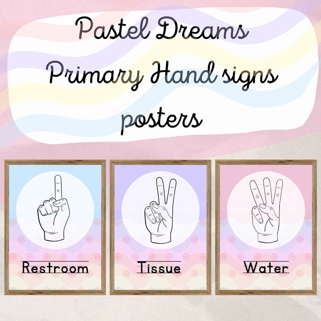 Pastel Dreams Primary Hand Signs Posters - Etsy
