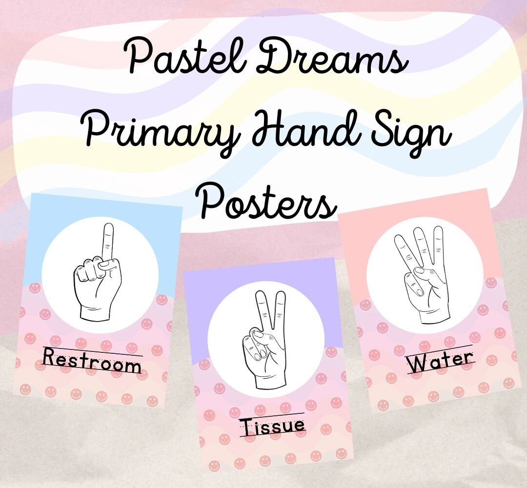 Pastel Dreams Primary Hand Signs Posters - Etsy