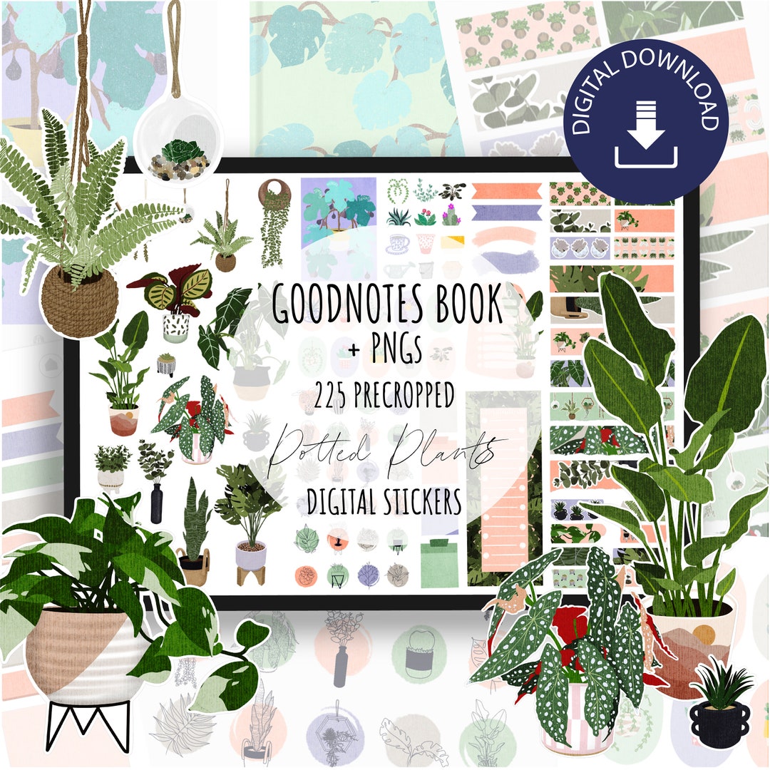 Potted Plants Digital Stickers | Goodnotes Precropped PNG (digital ...