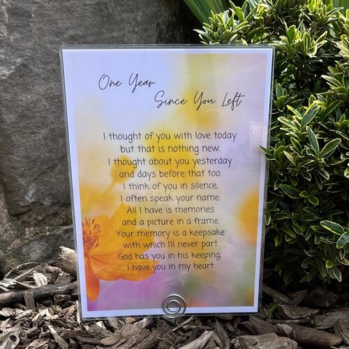One Year Death Anniversary Grief Keepsake Card One Year Since - Etsy