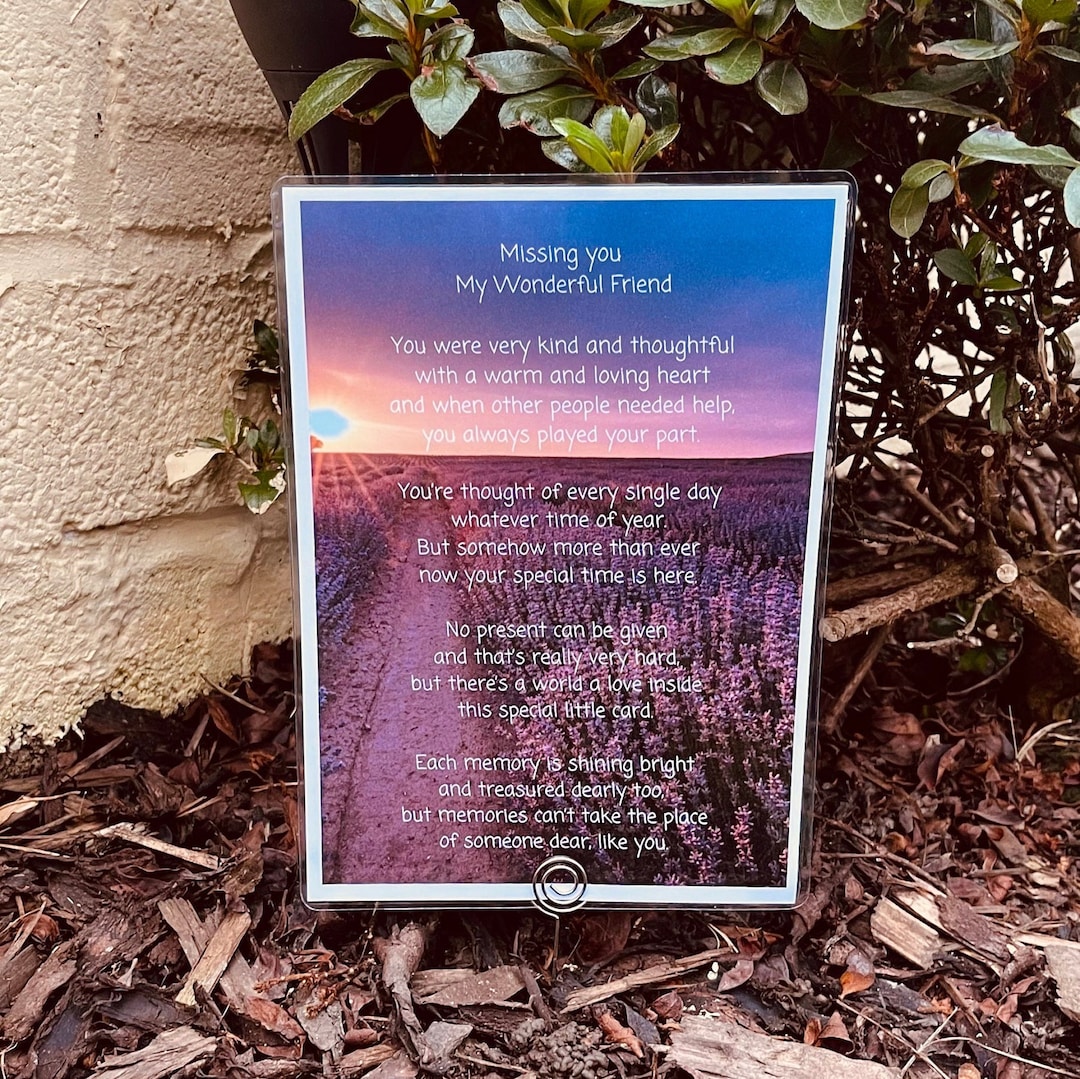 Friend Heavenly Memorial Poem for Graveside, Grave Card for Friend - Etsy