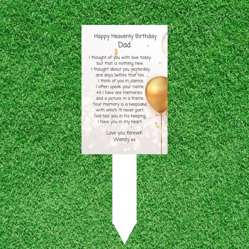 Personalised Big Birthday Memorial Grave Ornament, Birthday in Heaven ...