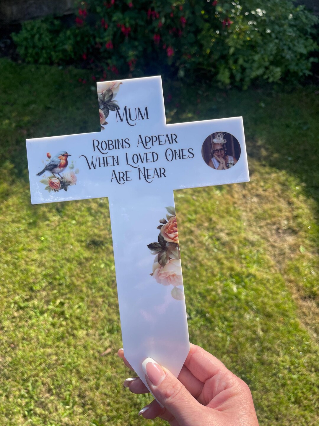 Personalized Photo Grave Marker Cross: Acrylic Memorial Decoration - Etsy
