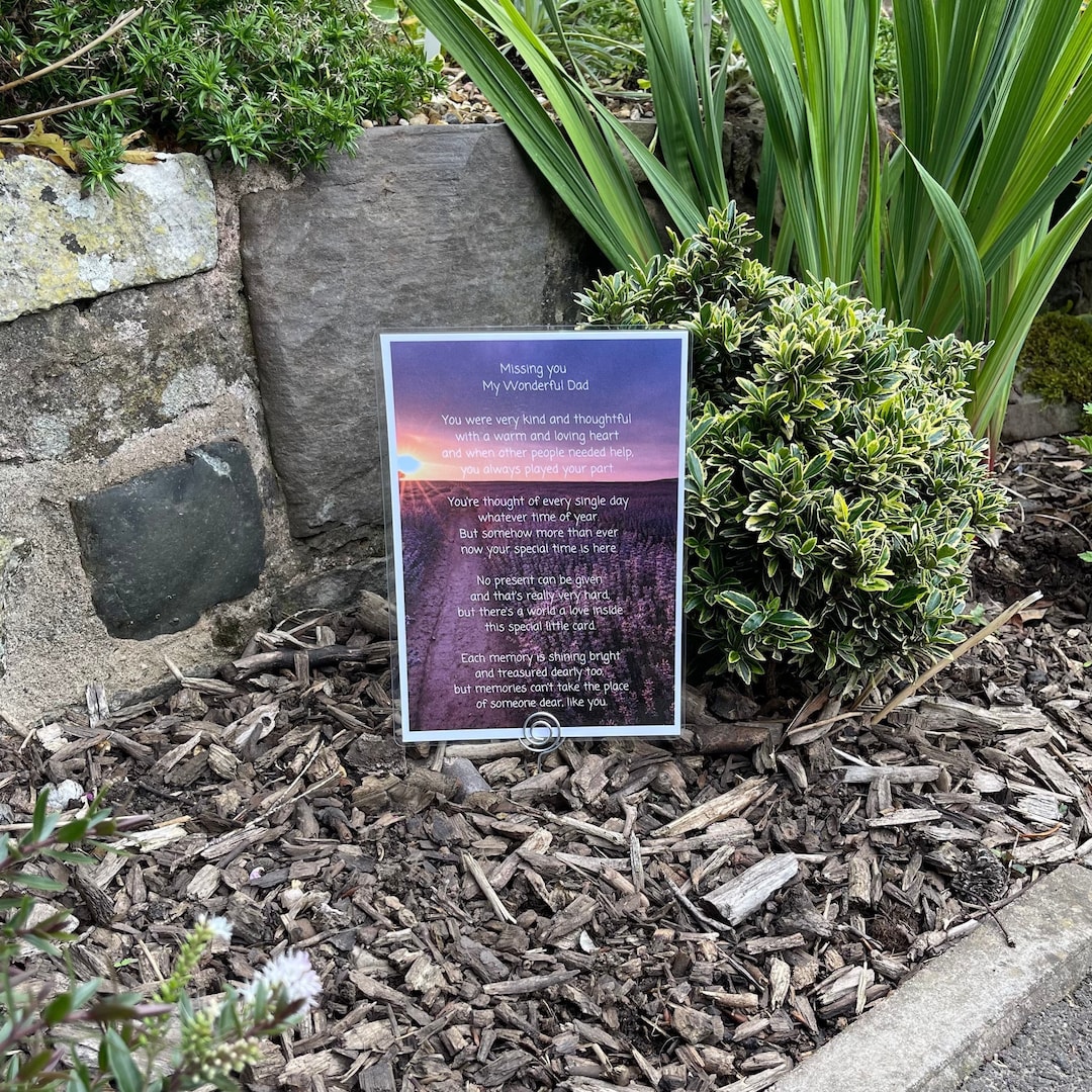 Dad Grave Card Memorial Poem, Birthday in Heaven, Graveside Gift for ...