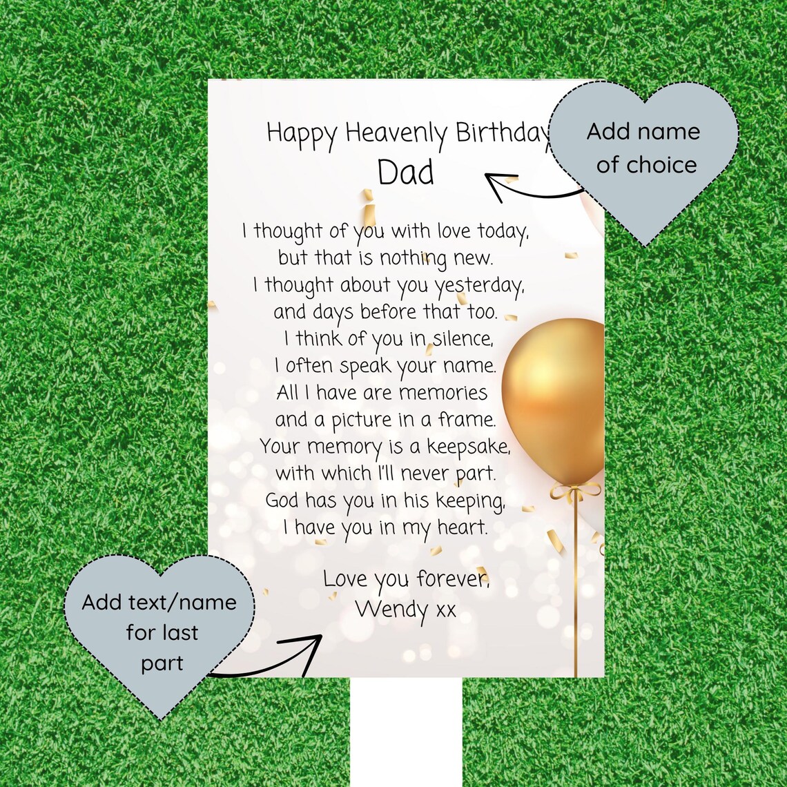 Personalised Big Birthday Memorial Grave Ornament, Birthday in Heaven ...