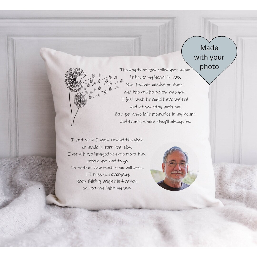 Memorial Photo Cushion, the Day God Called You Home Poem Pillow, Memory ...