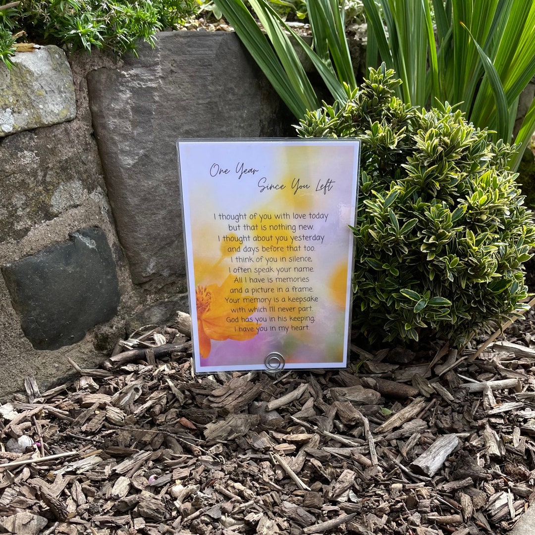 One Year Death Anniversary Grief Keepsake Card, One Year Since You Left ...