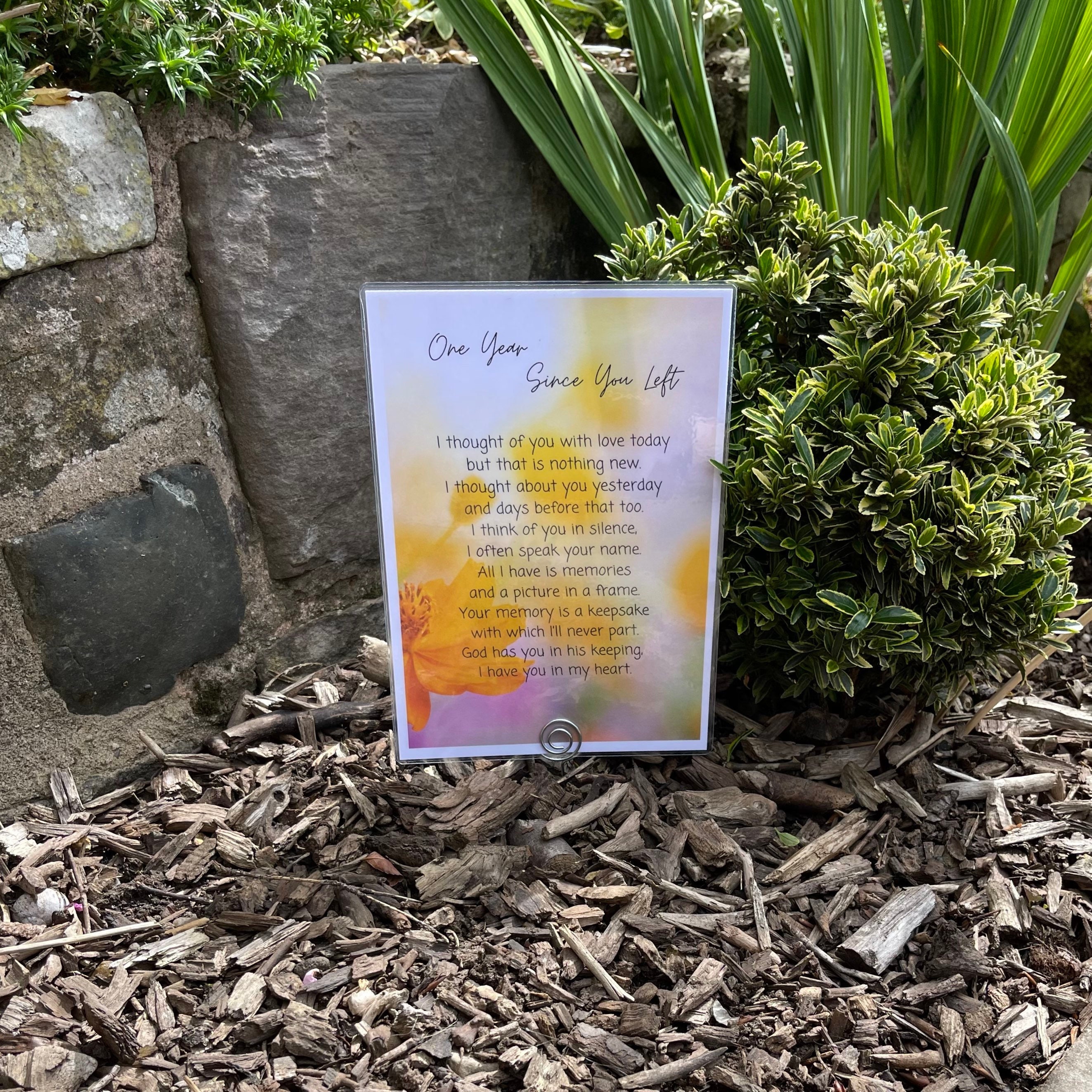 One Year Death Anniversary Grief Keepsake Card, One Year Since You Left ...