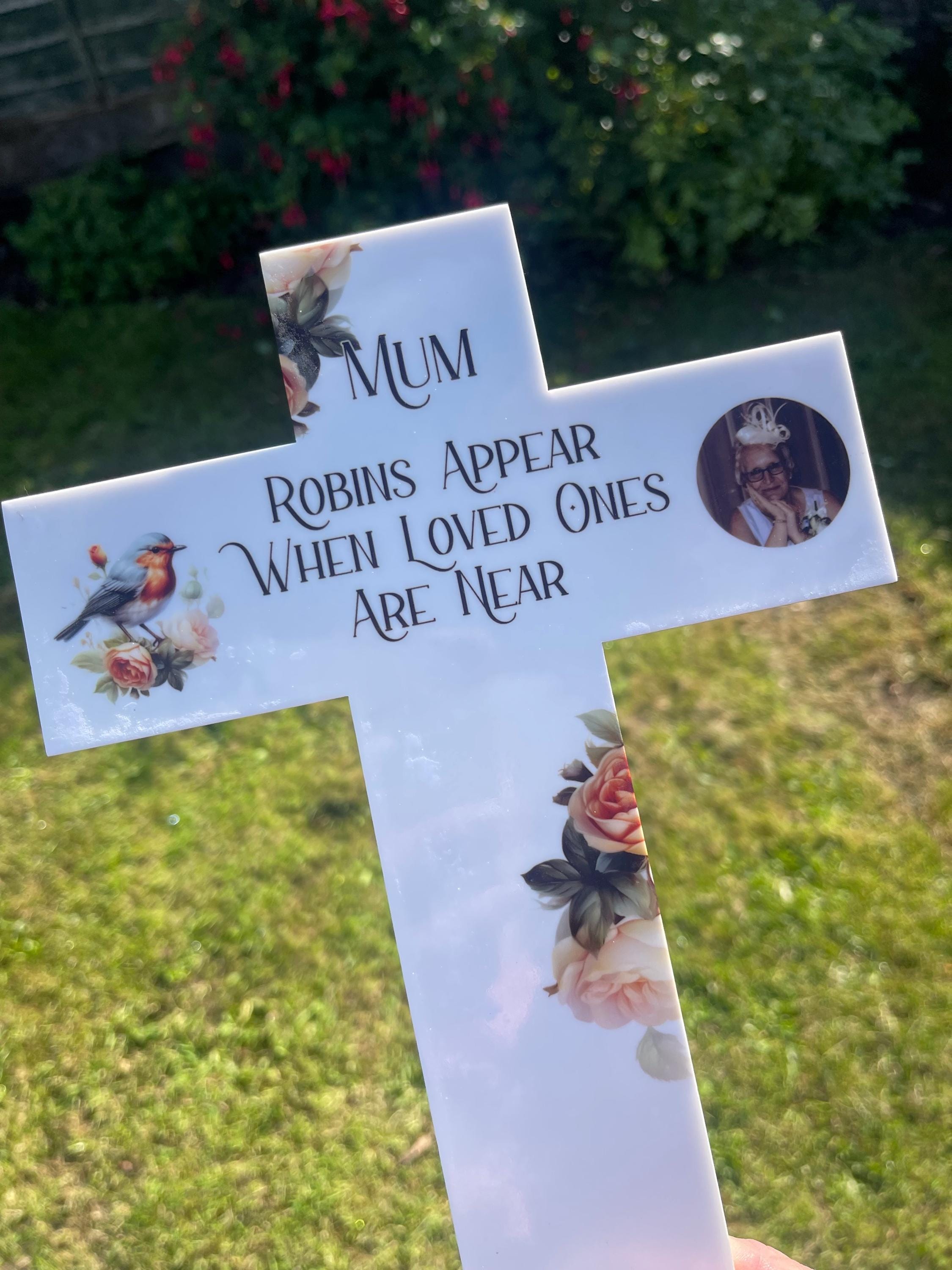 Personalised Photo Grave Marker Cross: Acrylic Memorial Decoration - Etsy