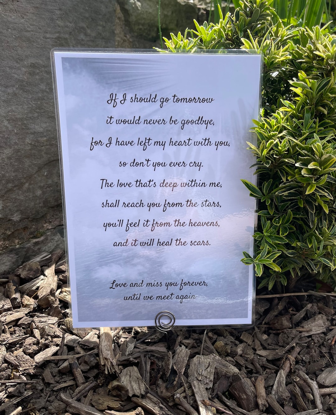 Personalized Graveside Memorial Card - Grave Card Grief Poem in Loving ...
