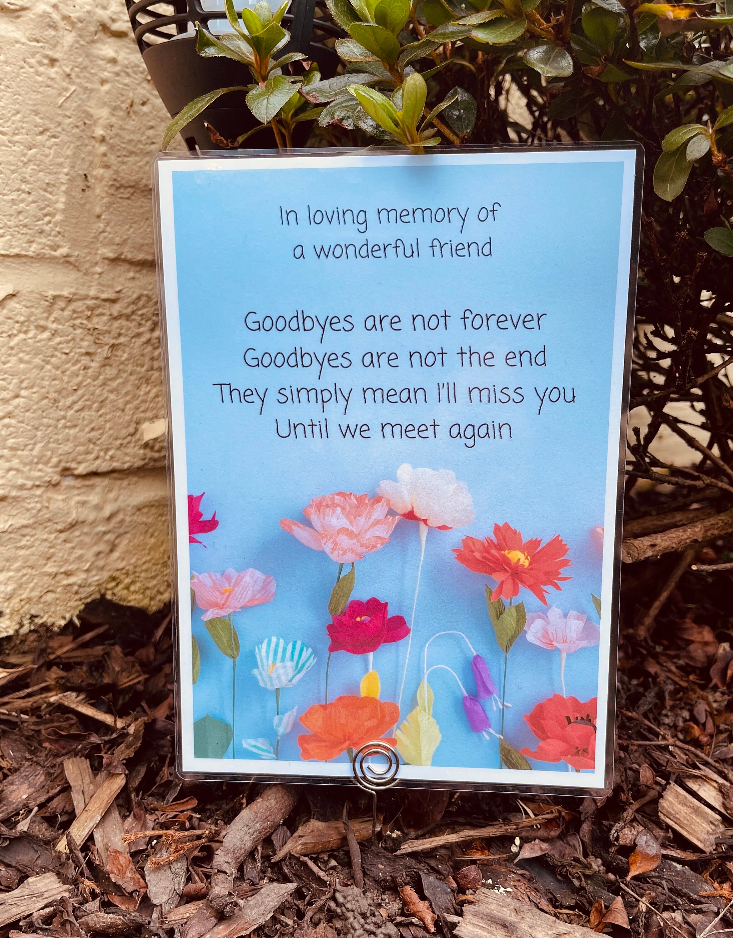 Friendship Grave Card, Memorial Poem for Graveside Ornament - Etsy