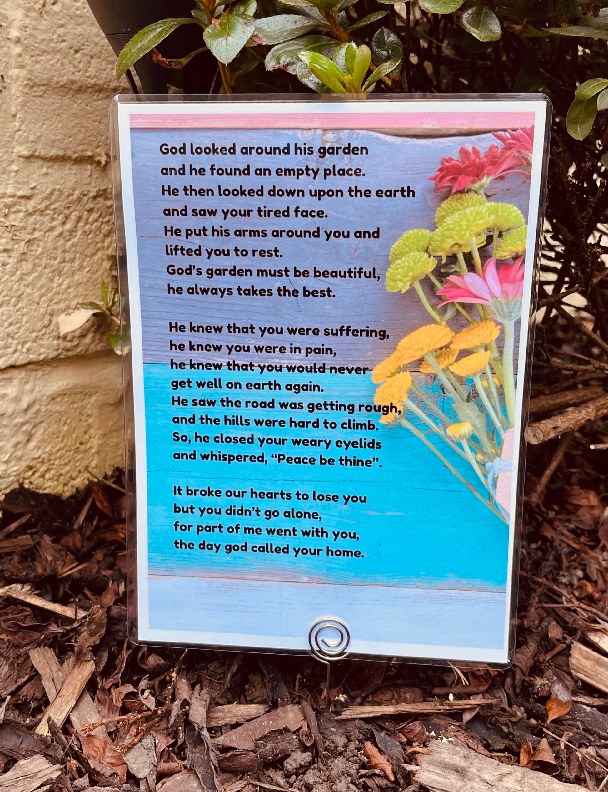 Religious Graveside Memorial Poem Card God Looked Around His - Etsy