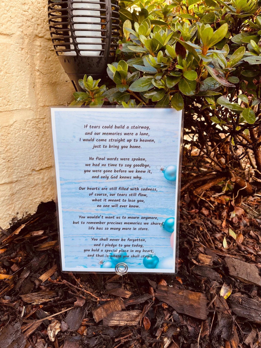 Stairway to Heaven Memorial Poem Grave Card, Graveside Funeral Poems ...