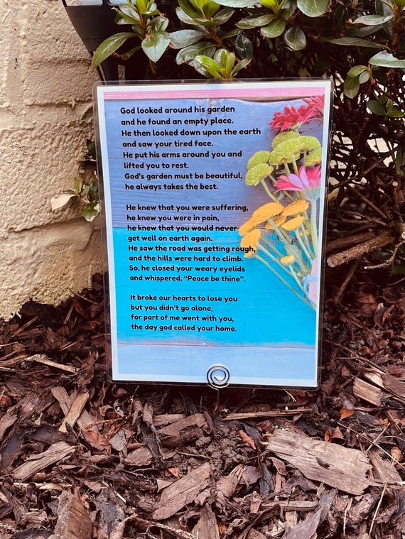 Religious Graveside Memorial Poem Card God Looked Around His | Etsy