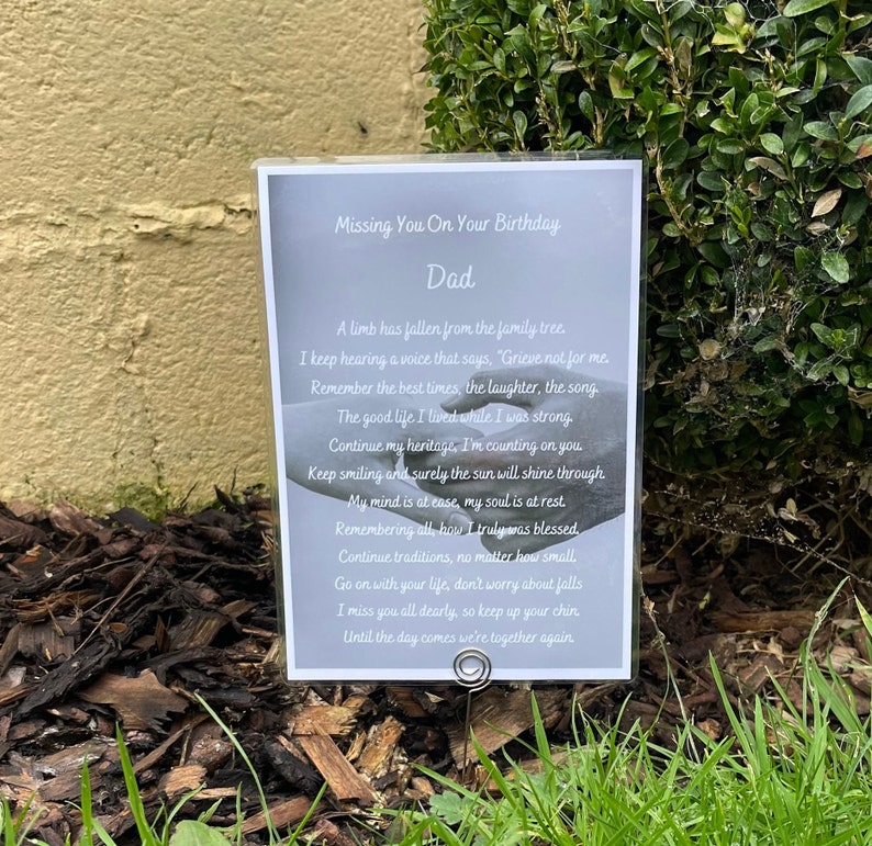 Personalised Dad Grave Card Decoration Heavenly Birthday Memorial Poem ...