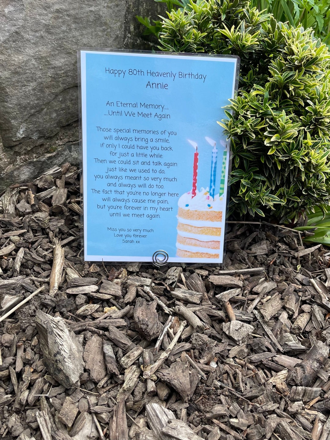 Personalized Birthday in Heaven Memorial Card: Grief Poem Grave ...