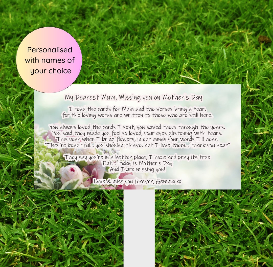 Personalized Mother's Day in Heaven Grave Marker, Graveside Decoration ...
