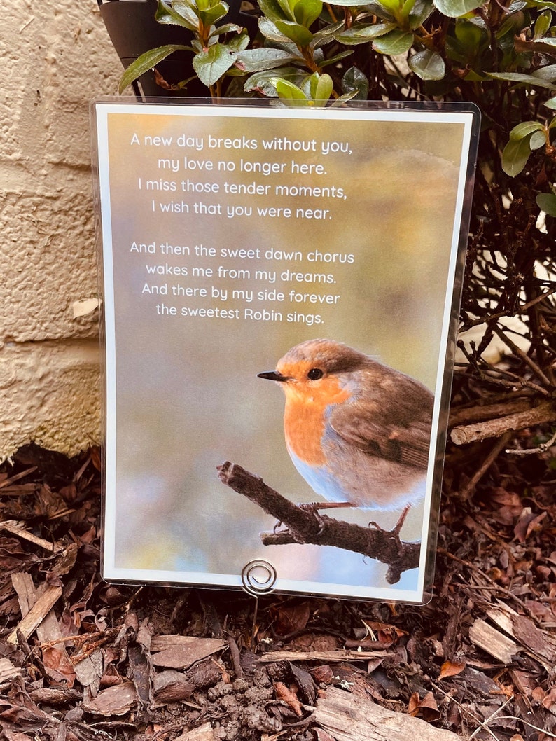 Robin Grave Card Memorial Poem for Graveside Ornament Robins - Etsy