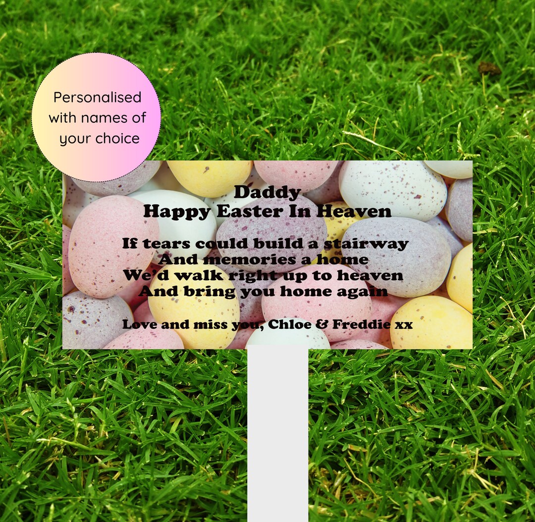 Personalised Easter Grave Ornament, Easter in Heaven Graveside Marker ...
