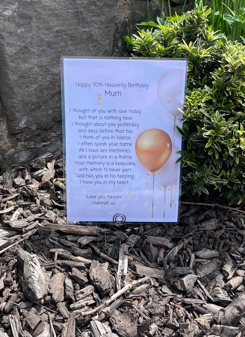 Big Birthday in Heaven Memorial Card 70th Birthday - Etsy Ireland