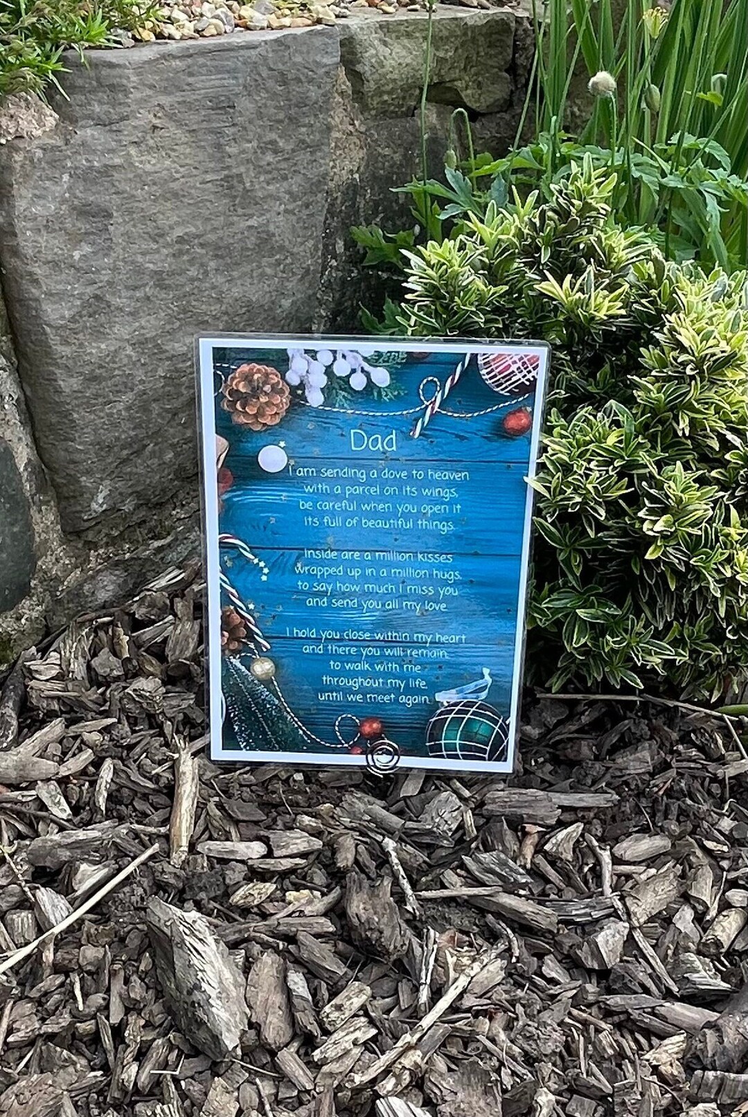 Dad Grave Card, Personalised Christmas Memorial Card, Xmas Graveside ...