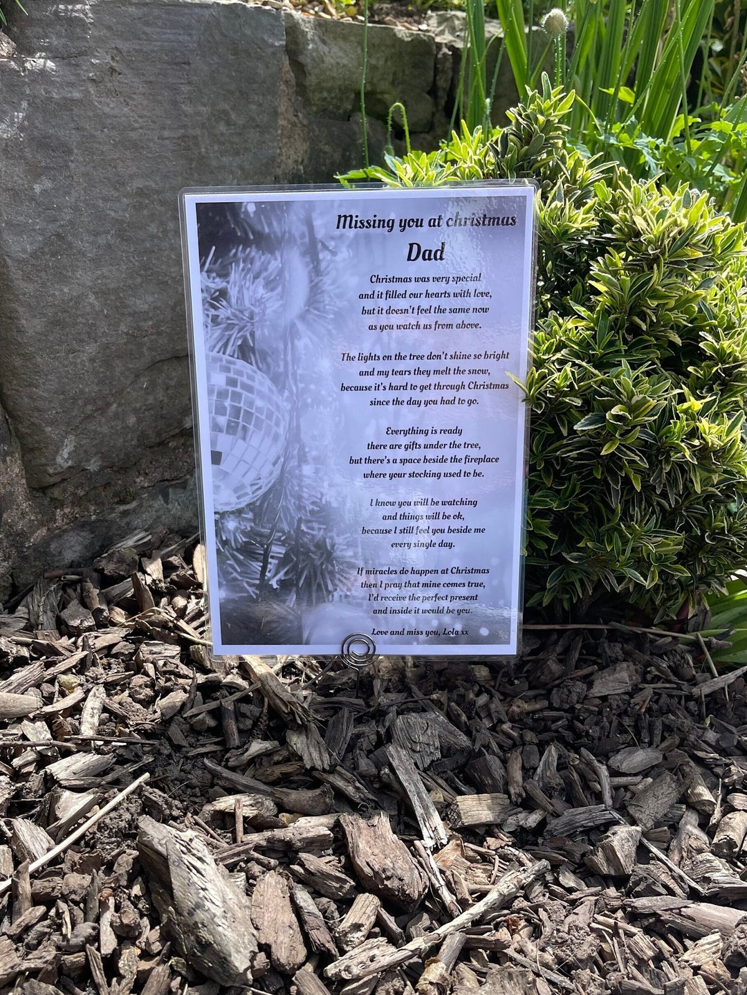 Dad Grave Card, Christmas in Heaven, Memorial Graveside Card, in Loving Memory, Dad Memorial ...