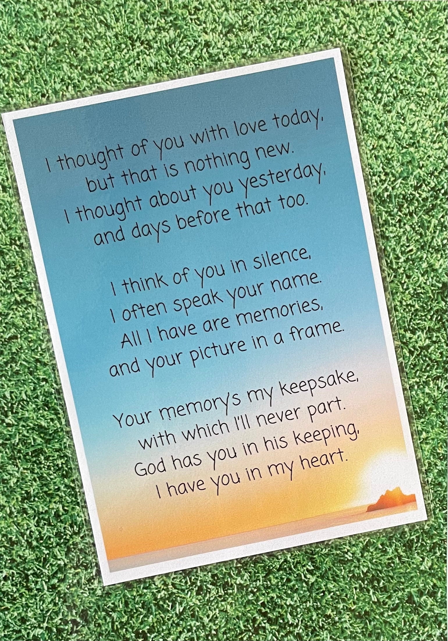 Religious Poem Memorial Graveside Card Grave Ornament in - Etsy UK